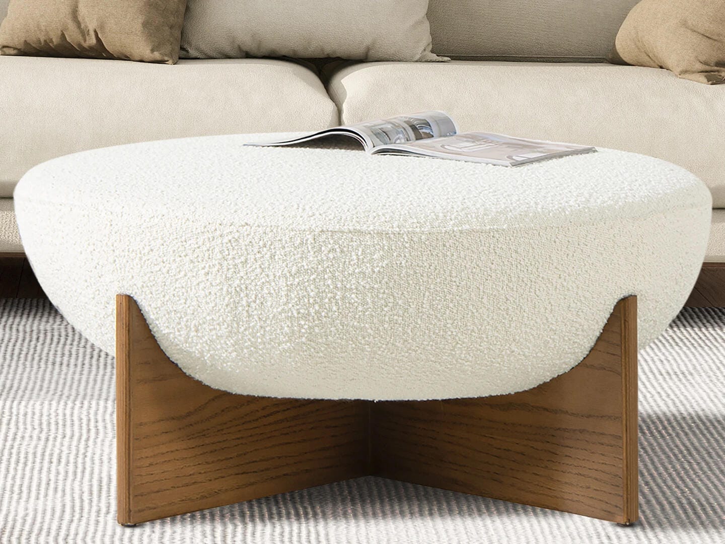 Click here for Jennifer Taylor Home Bali Ottoman  Ivory White prices