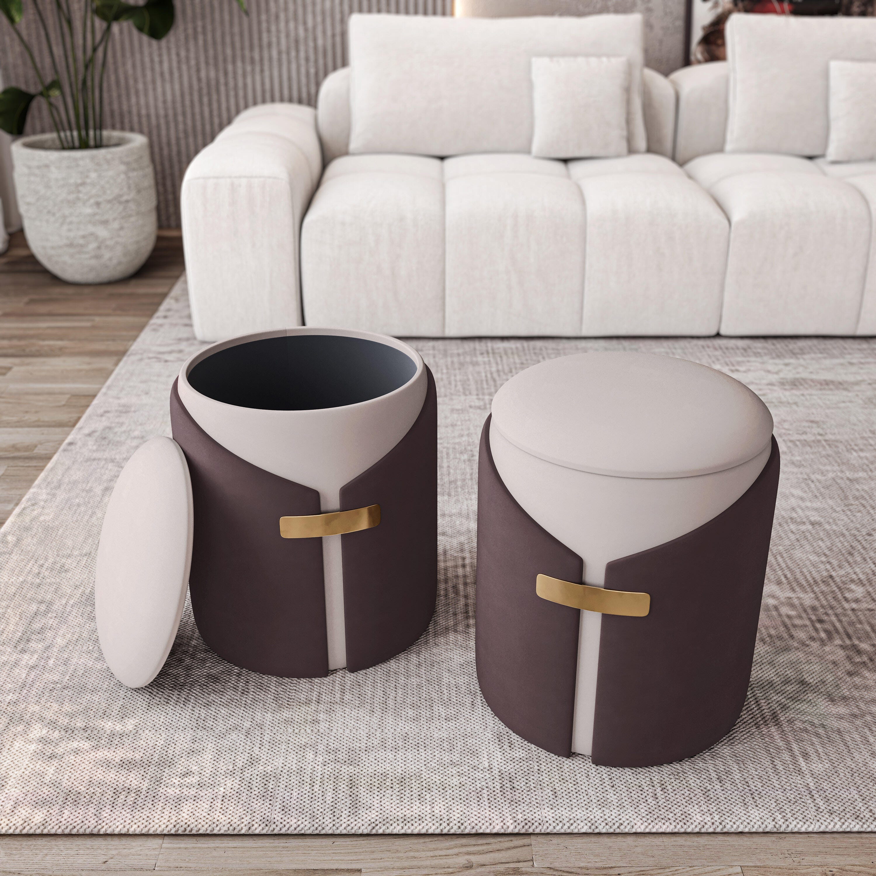 Click here for Techni Home Round Ottoman with Storage  Brown prices
