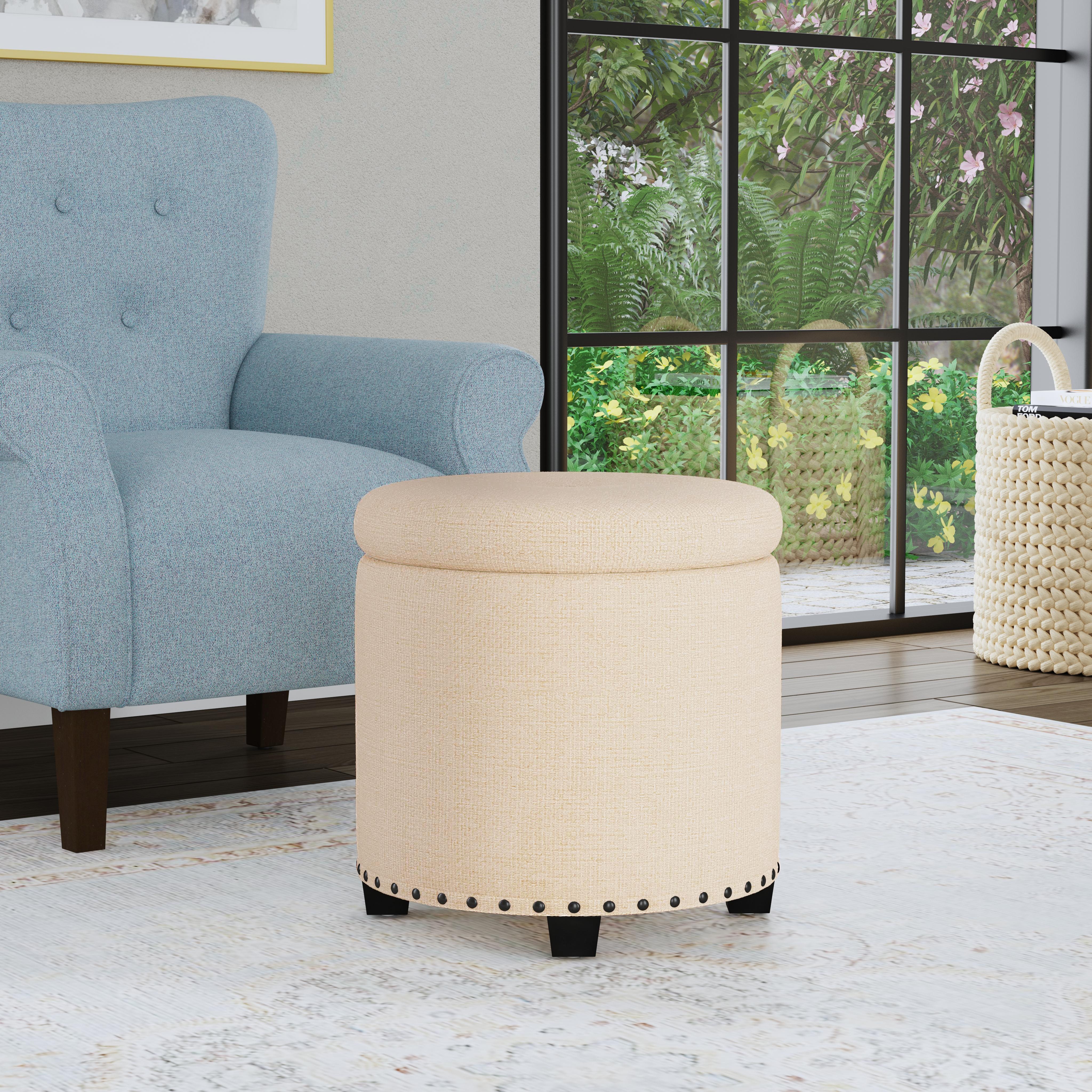 Click here for Homepop Storage Ottoman with Nailheads  Cream prices