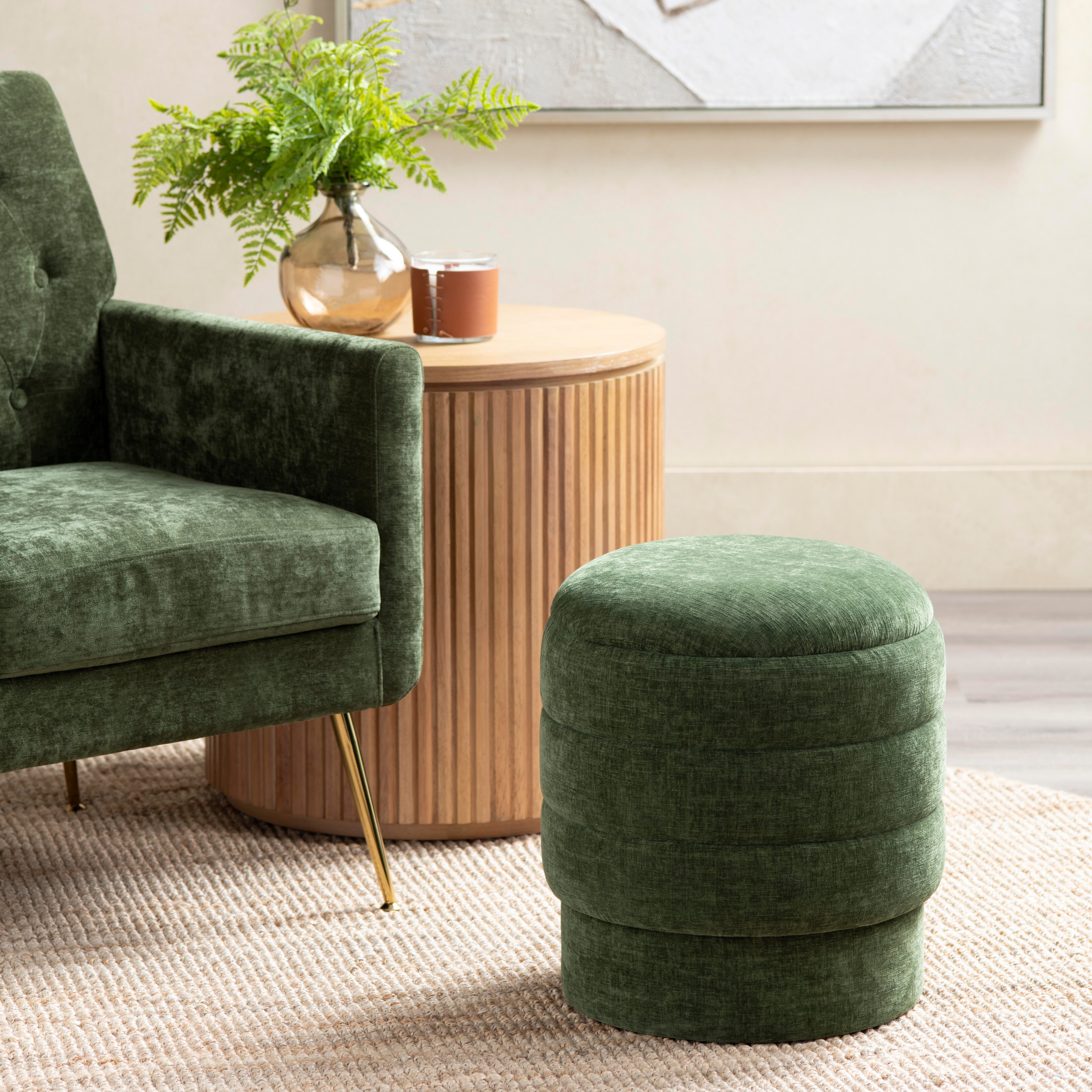 Click here for Evolution Stylish Round Ottoman with Storage  Gree... prices