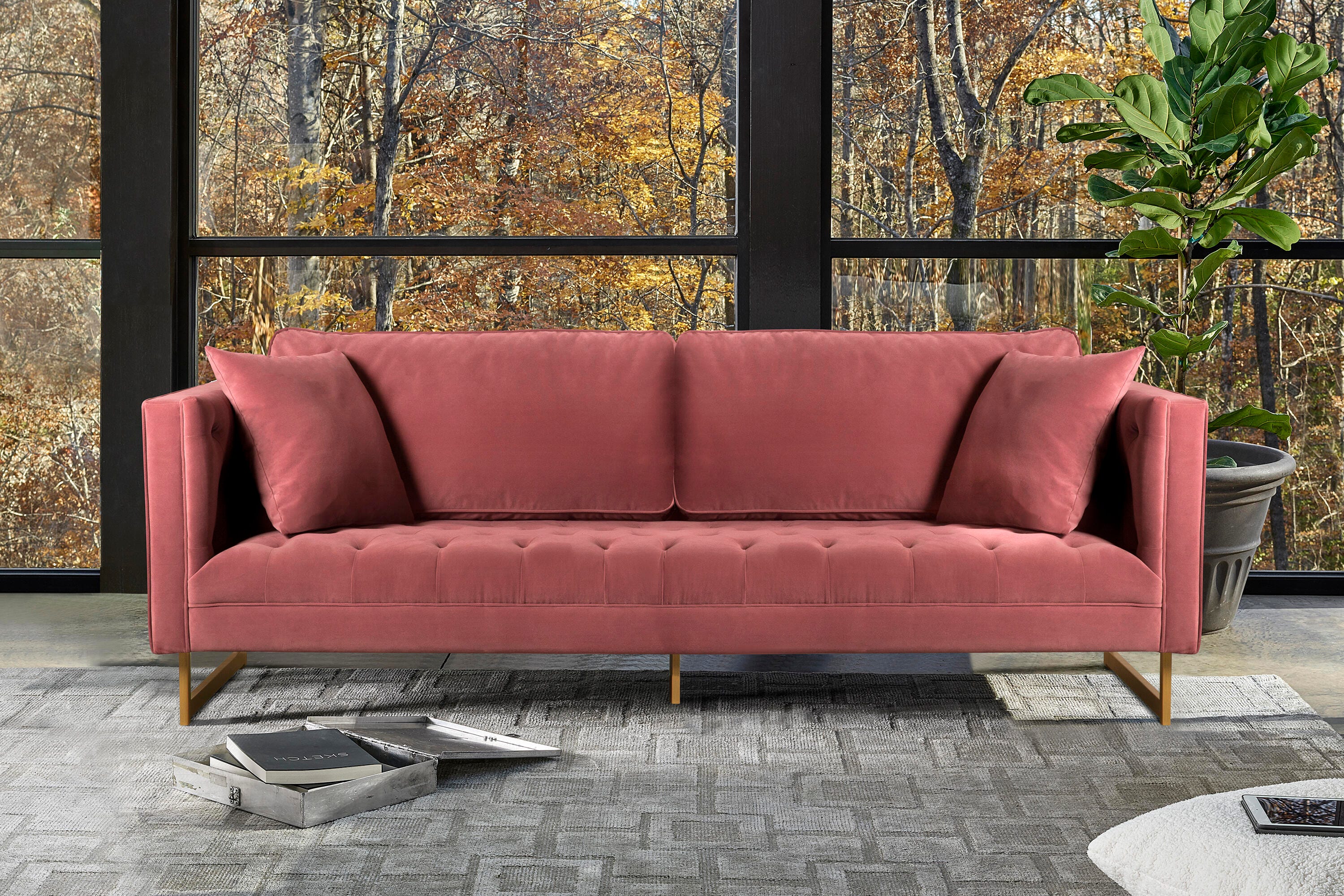 Click here for Armen Living Lenox Sofa  Pink prices