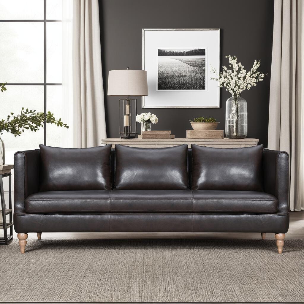 Click here for Armen Living Vincenza Leather Sofa  Dark Brown prices