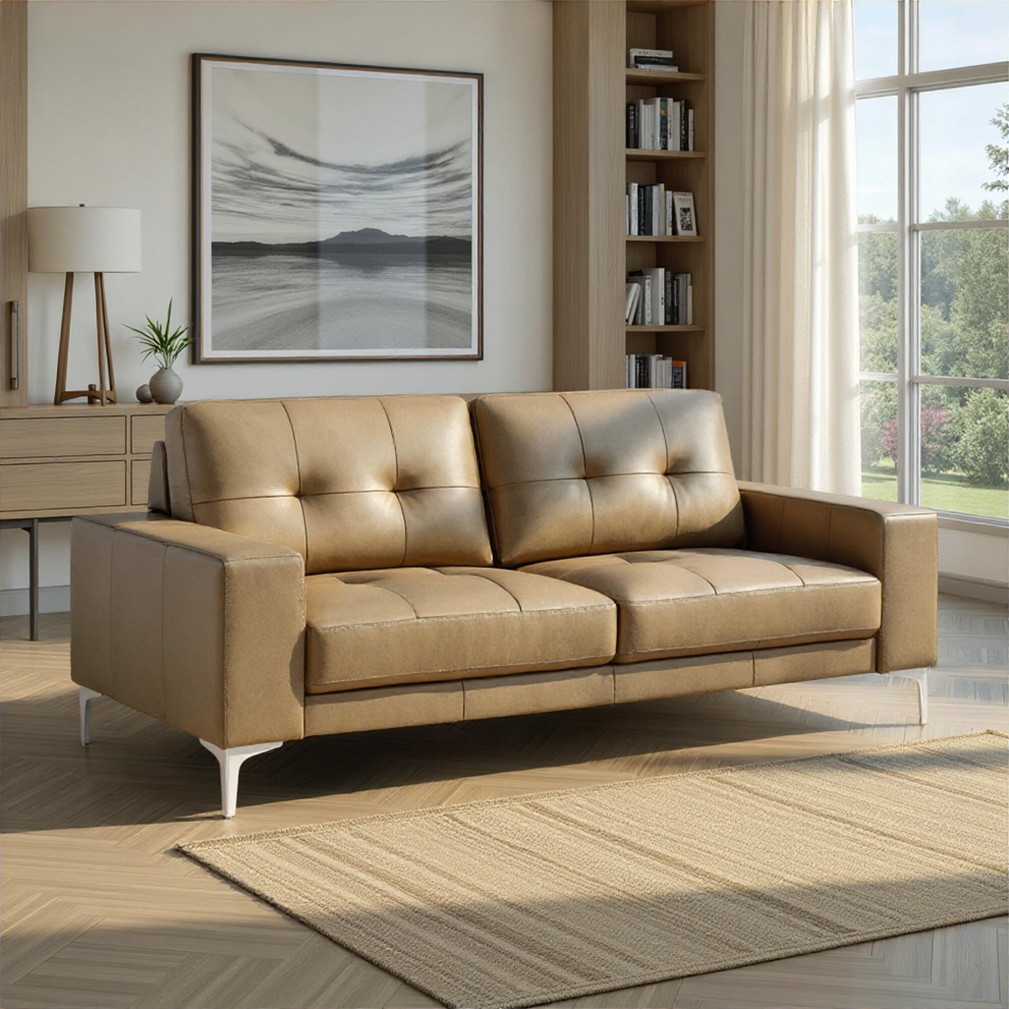 Click here for Armen Living Faelin Leather Sofa  Khaki prices