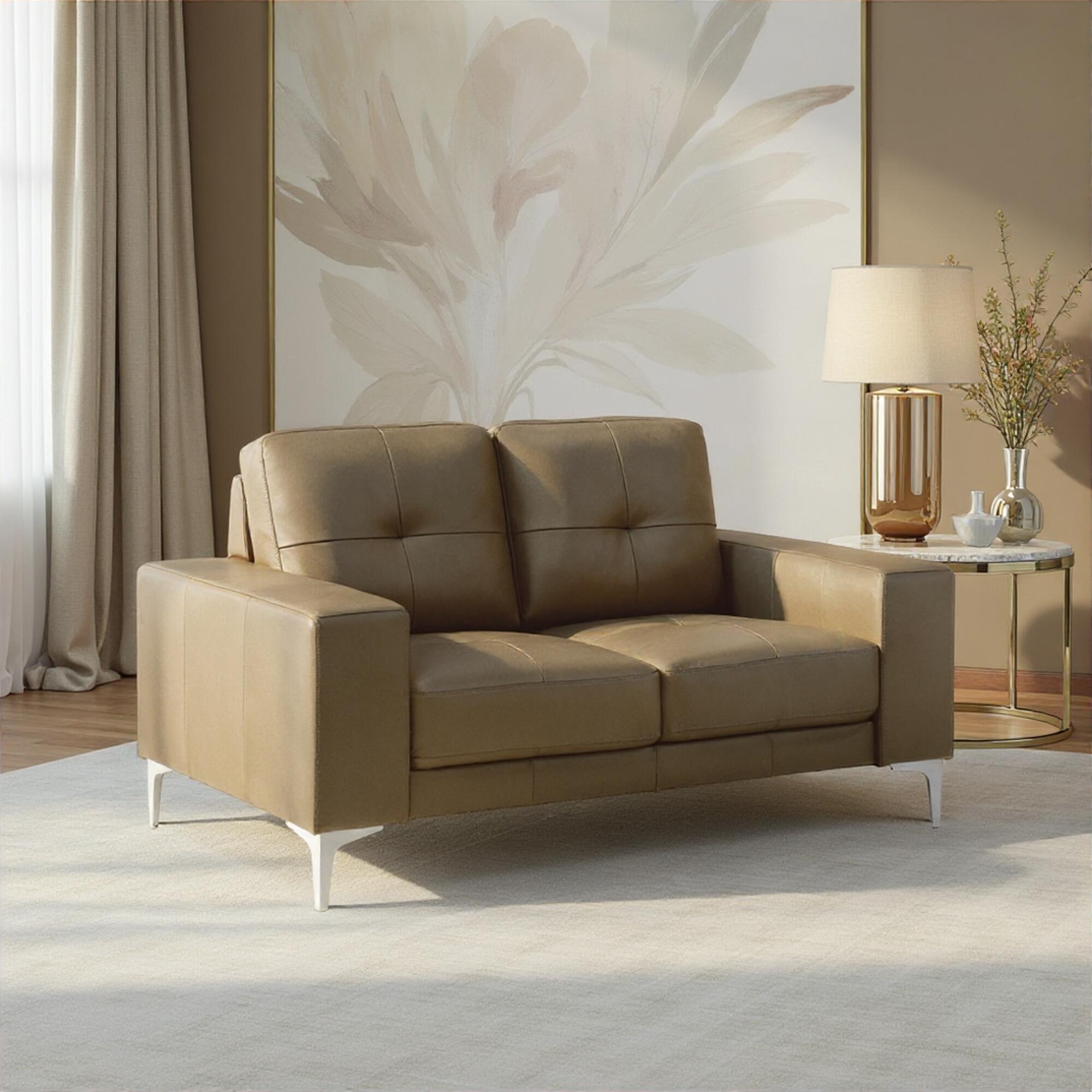 Click here for Armen Living Faelin Leather Loveseat  Khaki prices