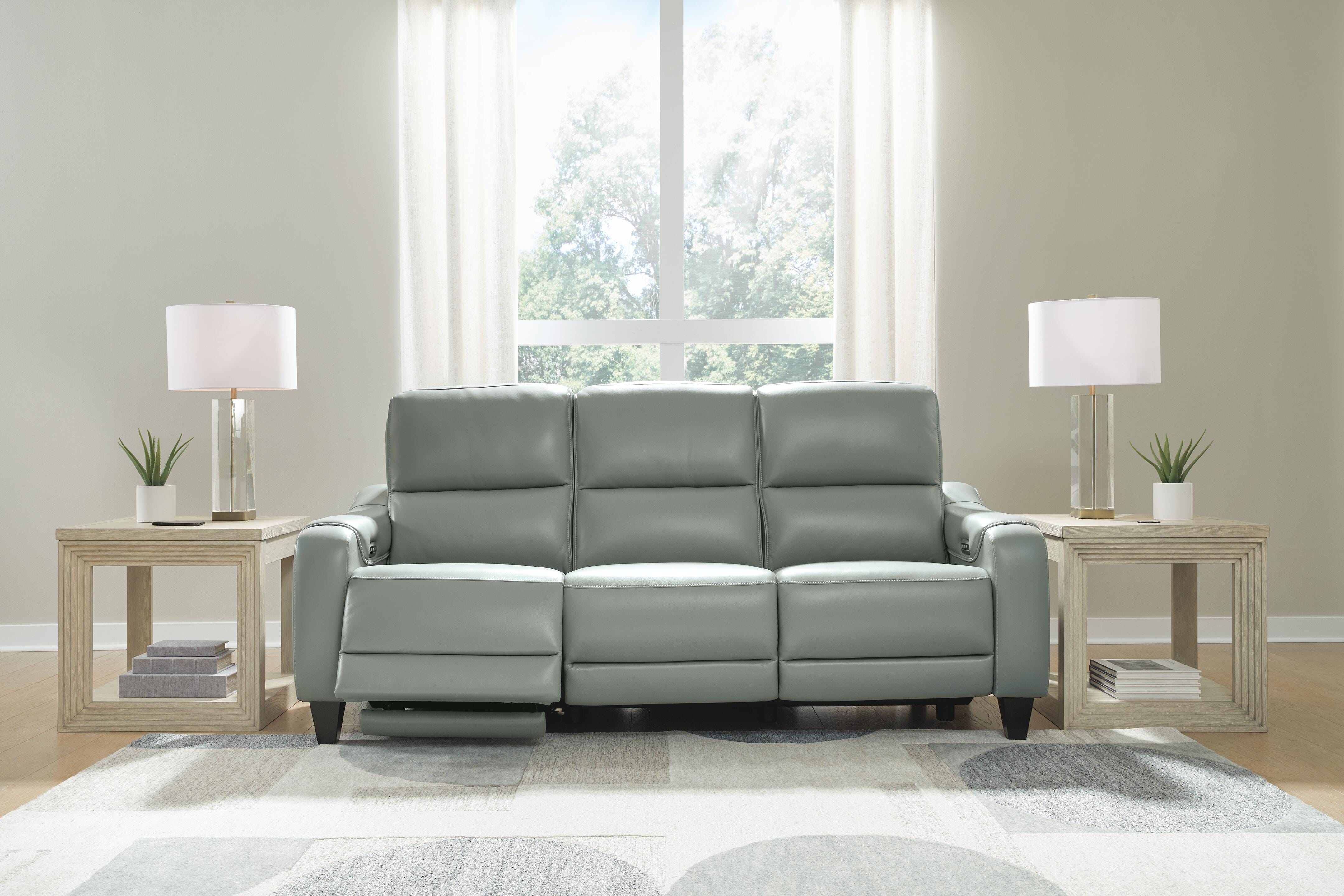 Click here for Mosswell Dual Power Leather Reclining Sofa Leather... prices
