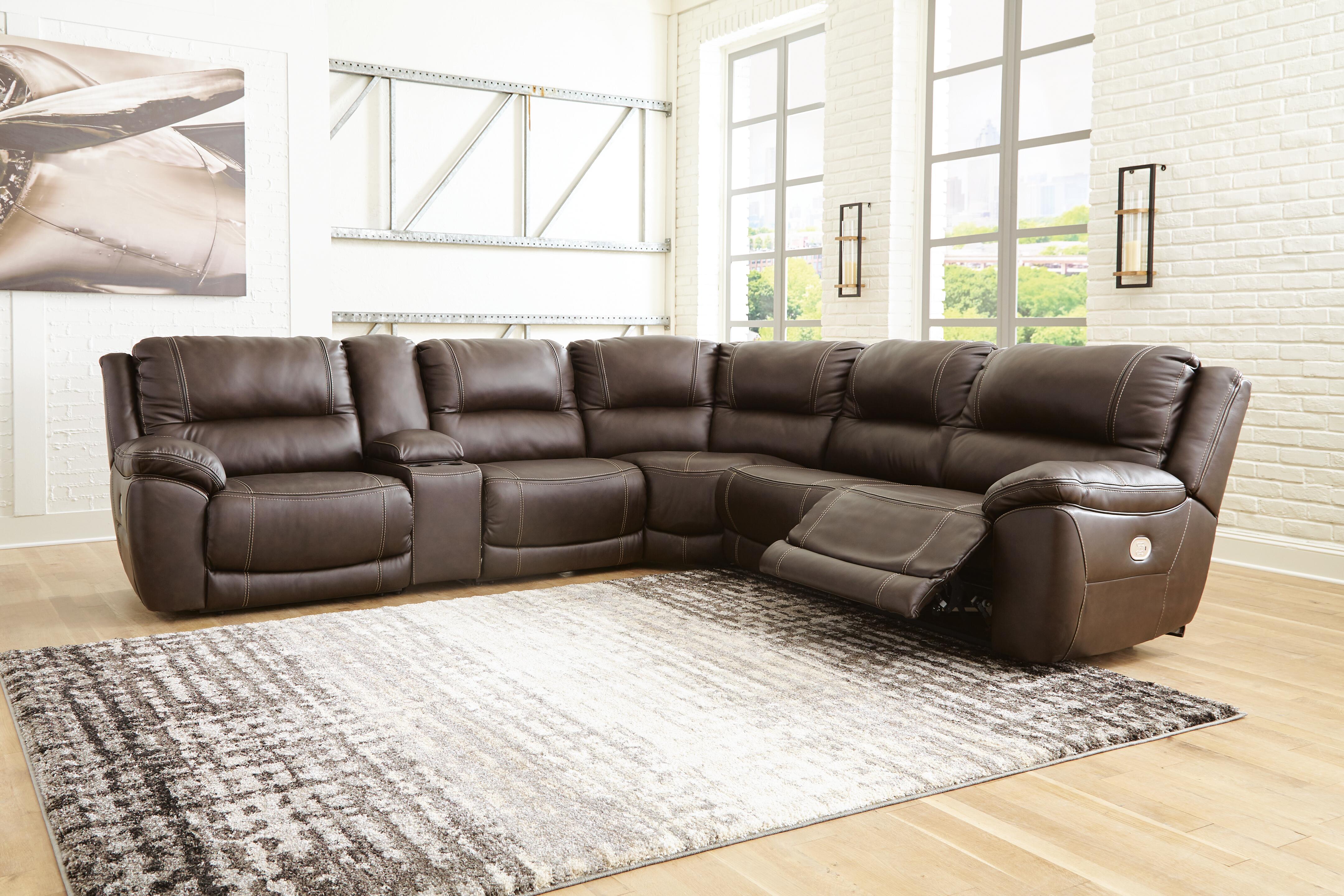 Dunleith 6-Piece Dual Power Leather Reclining Modular Sectional | Ashley