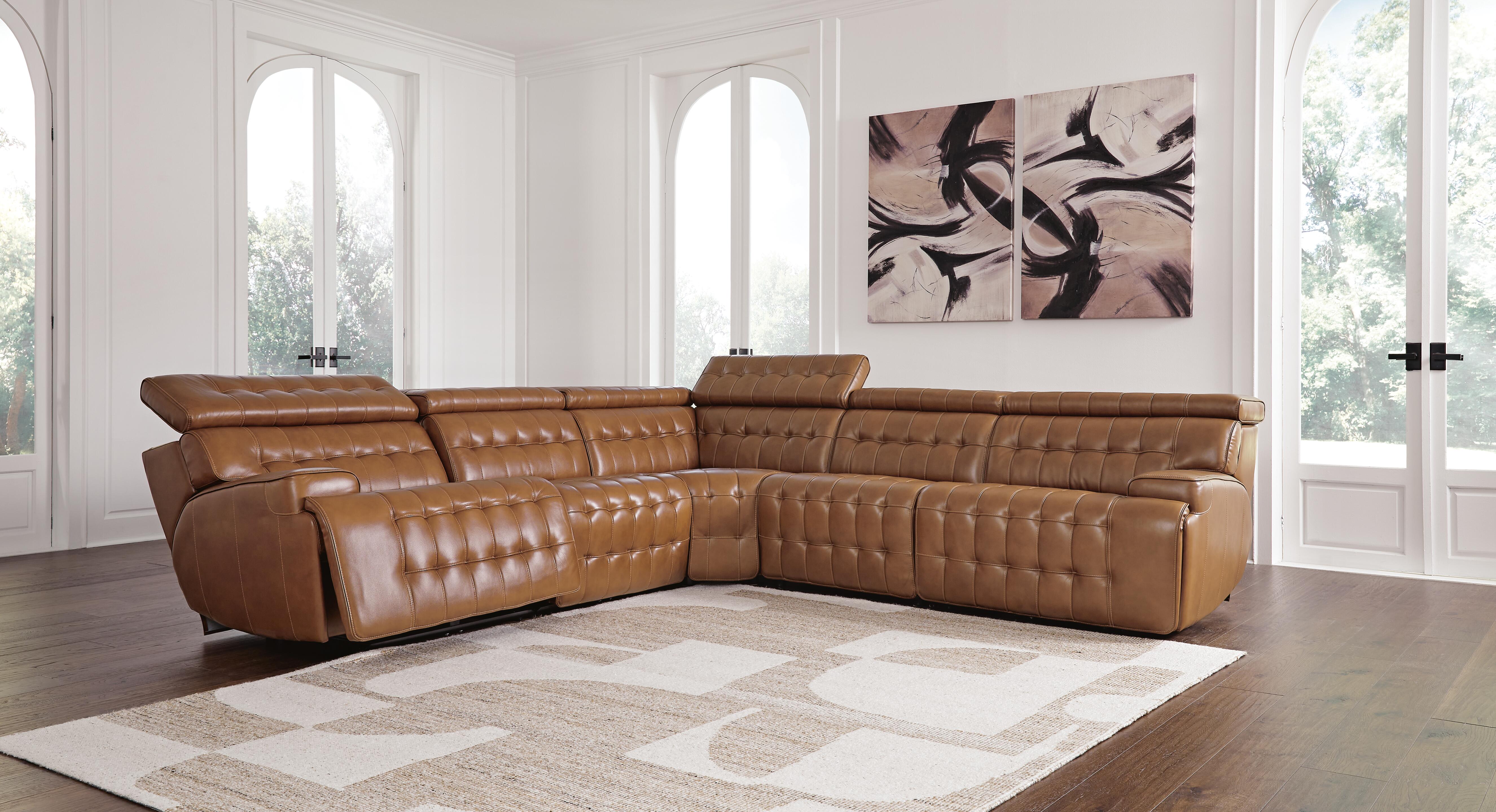 Click here for Temmpton 5-Piece Dual Power Leather Reclining Modu... prices