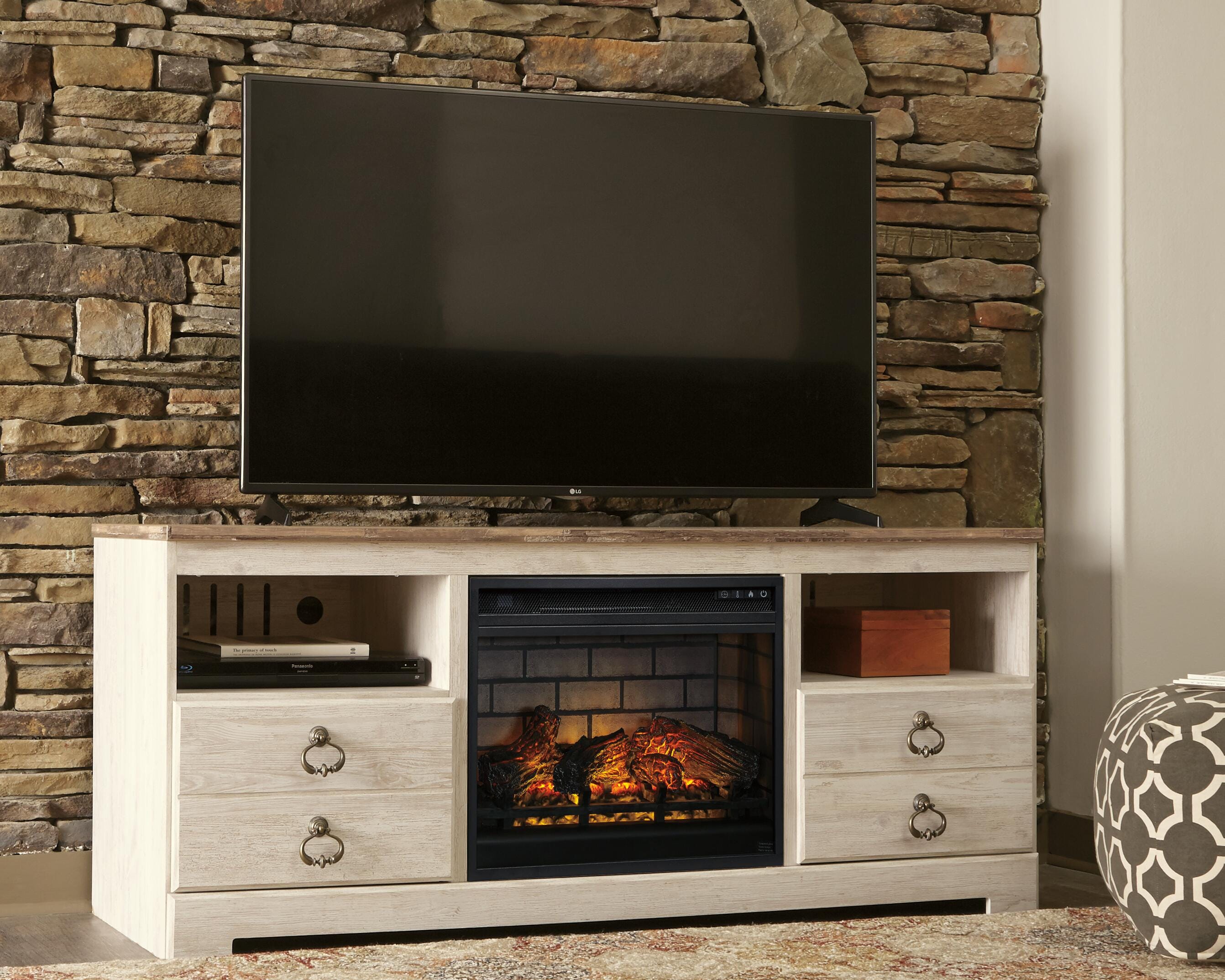 Click here for Willowton 63 TV Stand with Electric Fireplace for... prices