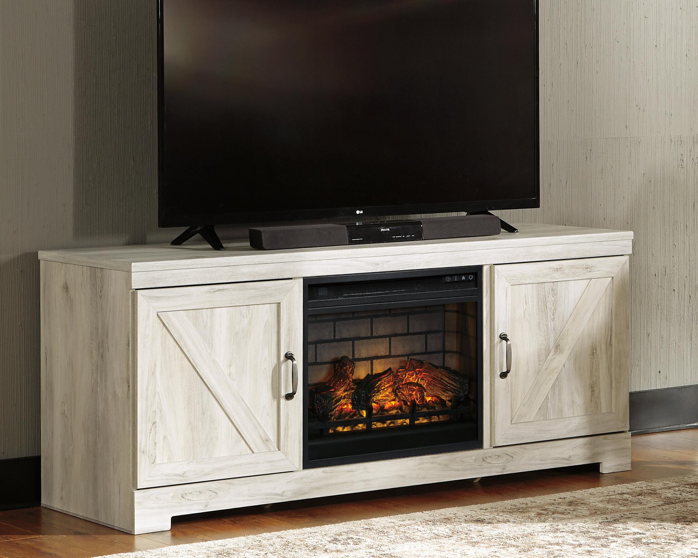 Click here for Bellaby 63 TV Stand with Electric Fireplace for La... prices