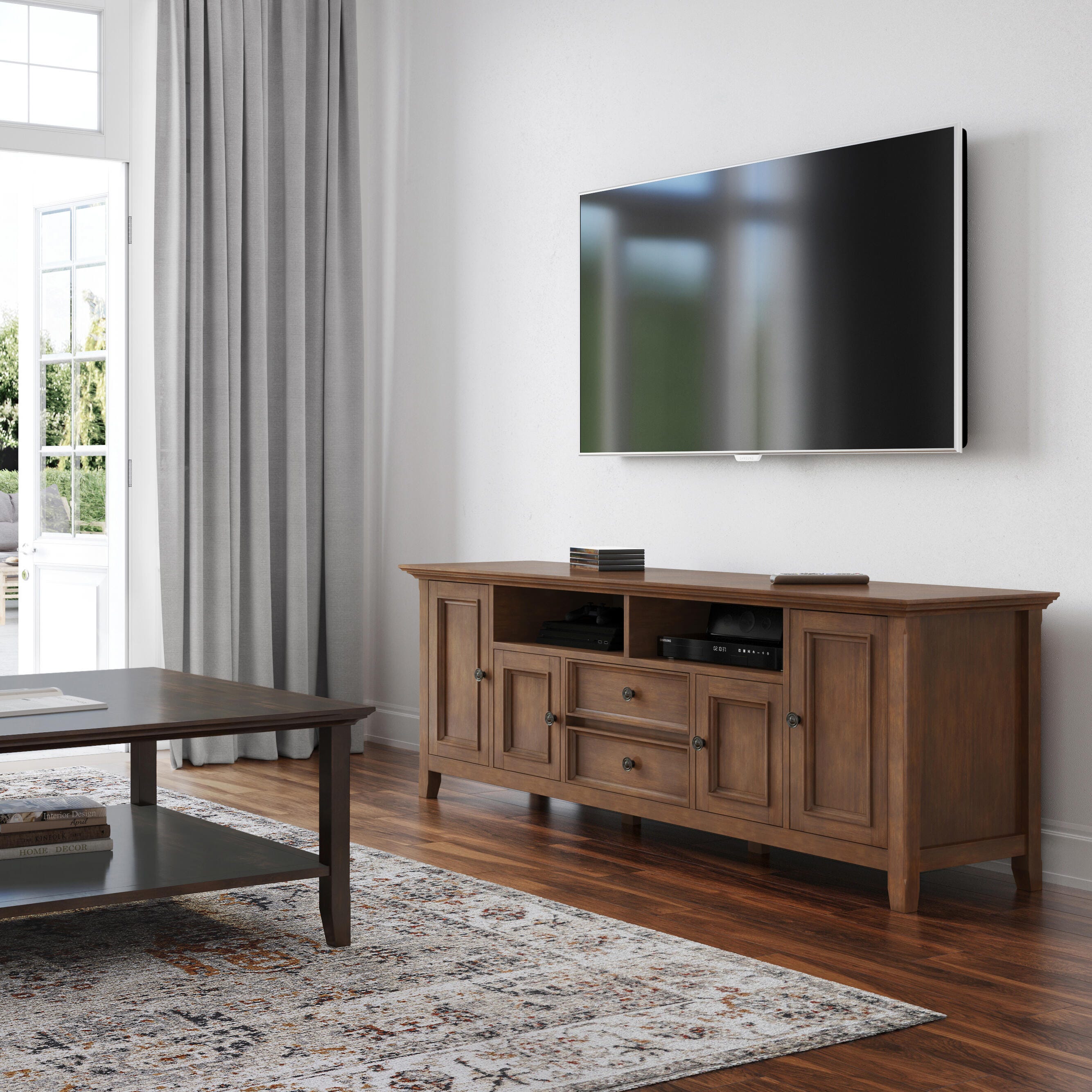 Click here for Simpli Home Amherst 72 TV Media Stand  Rustic Natu... prices