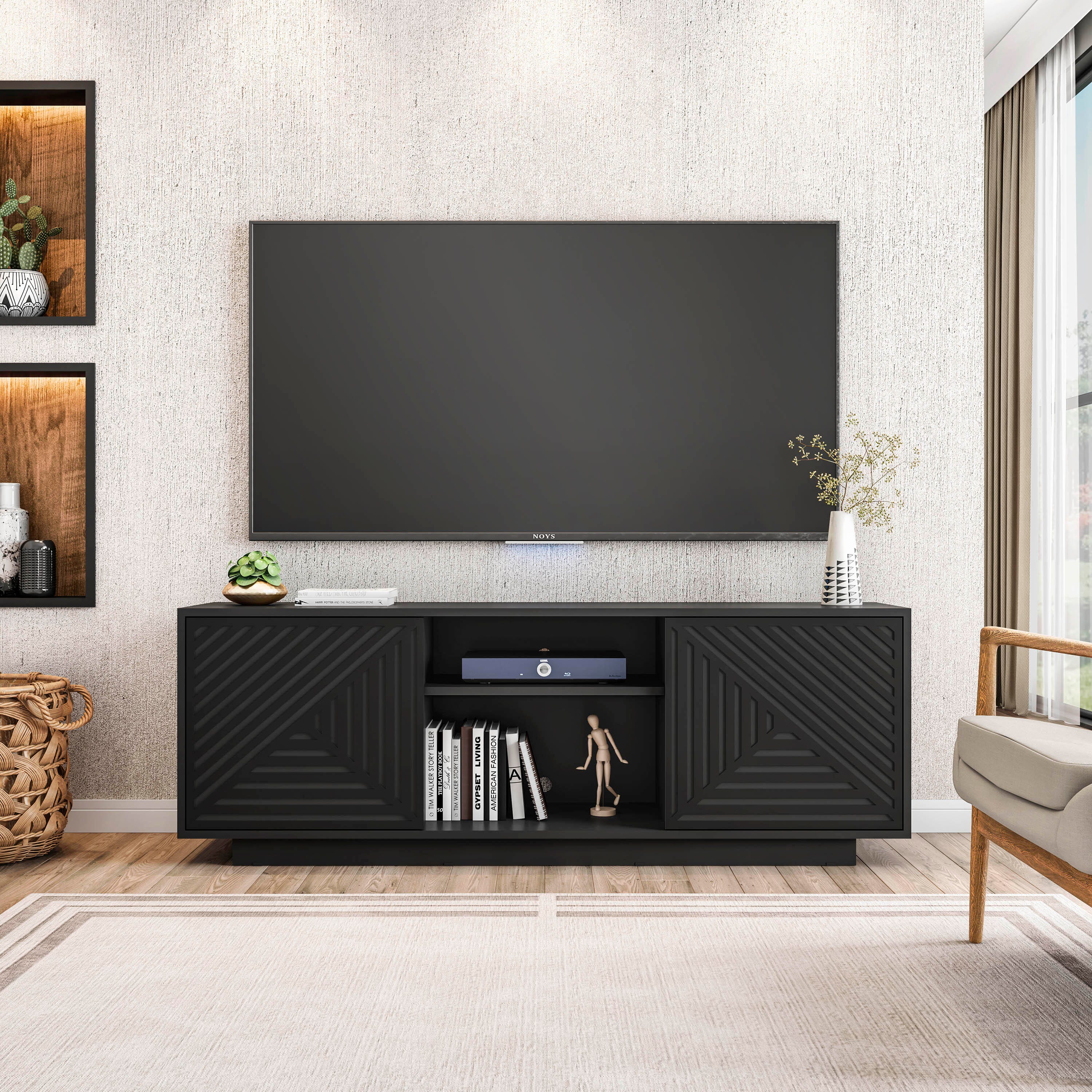 Click here for Techni Mobili 63 TV Stand with Storage  Black prices