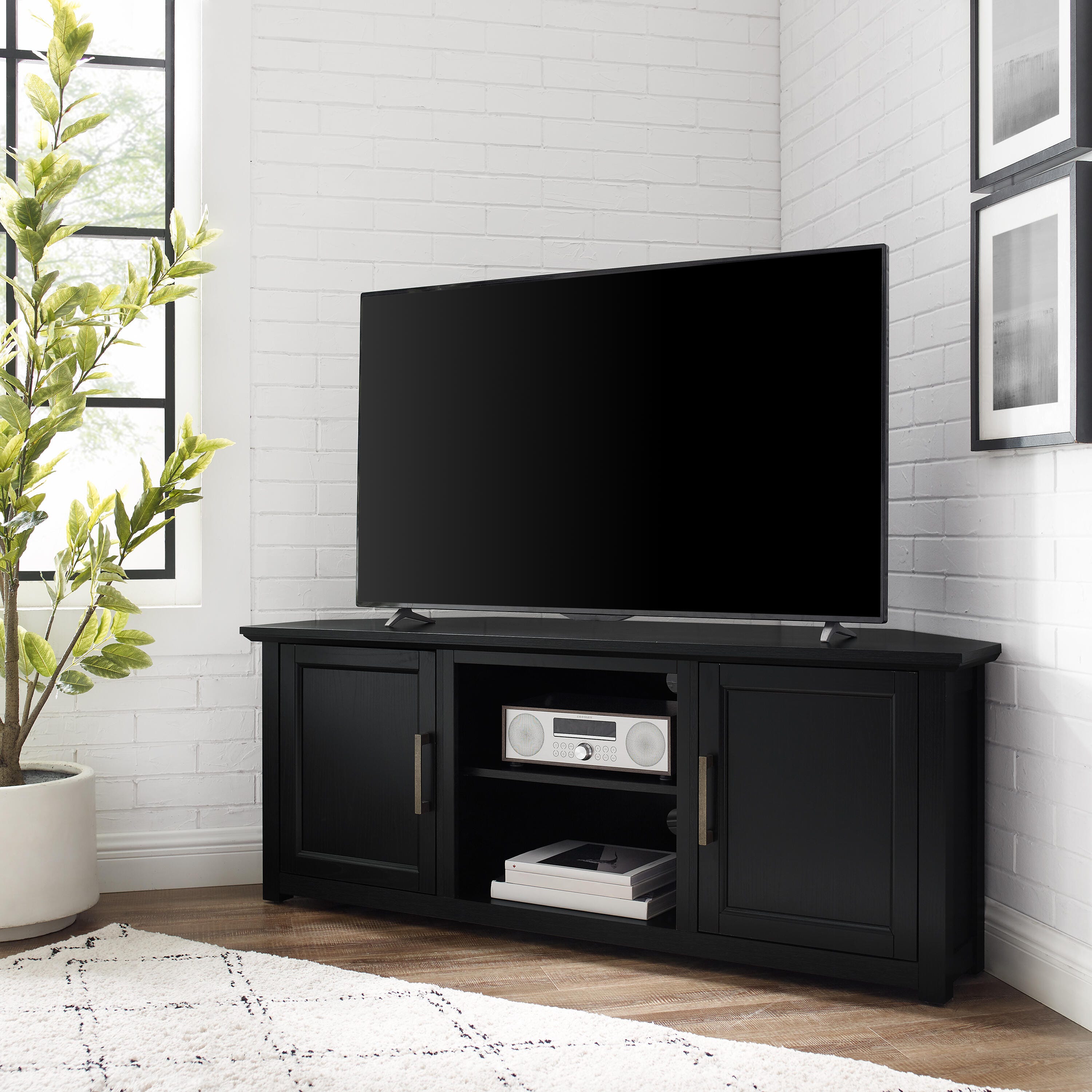 Click here for Crosley Furniture Camden Corner 58 TV Stand  Black prices