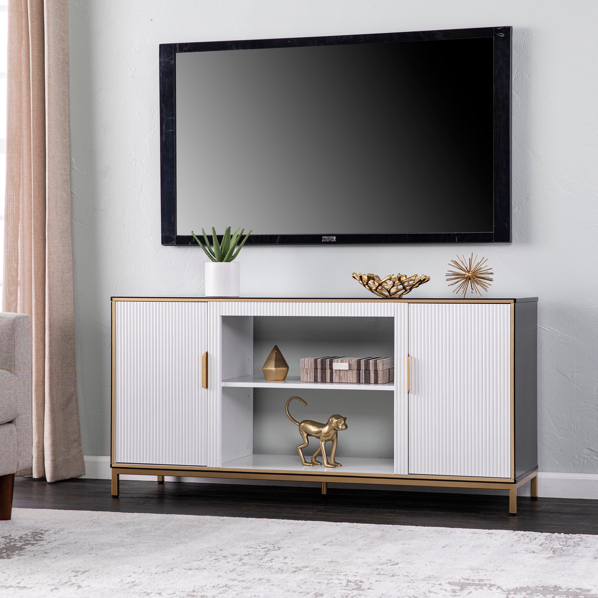 Click here for SEI Daltaire 54 TV Stand  White/Gold prices