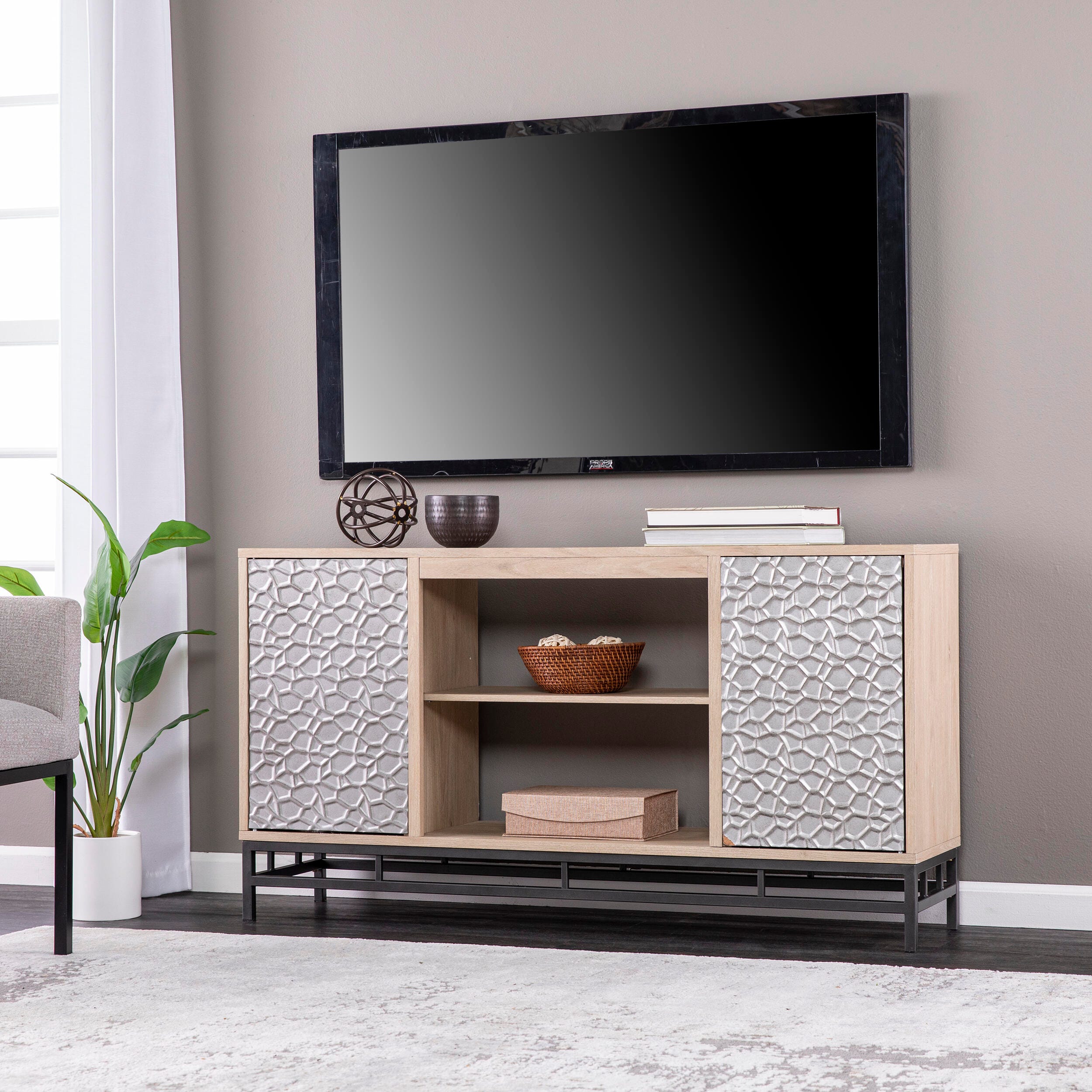 Click here for SEI Hollesborne 54 TV Stand  Natural/Silver prices