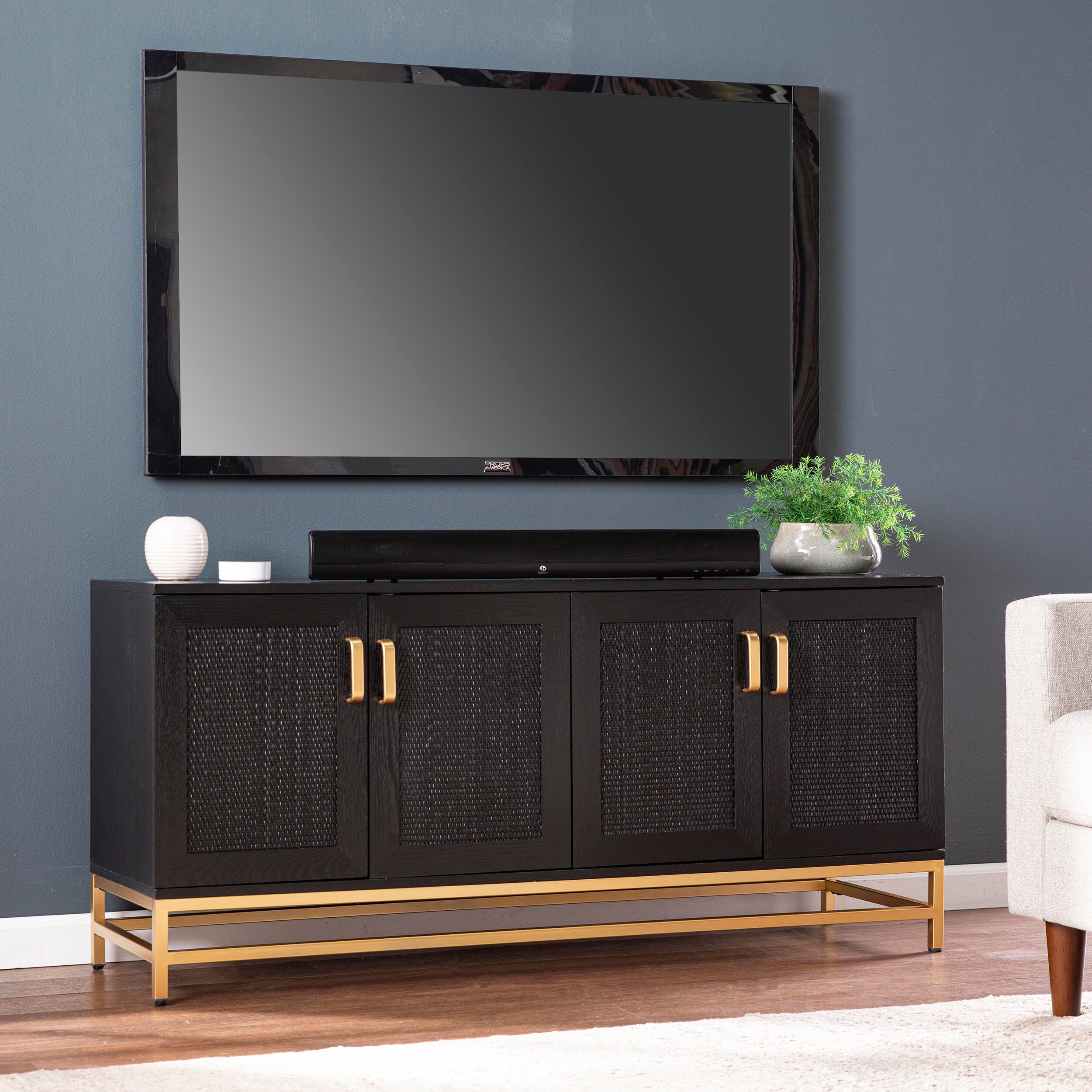 Click here for SEI Rolliston 55 TV Stand  Black/Gold prices