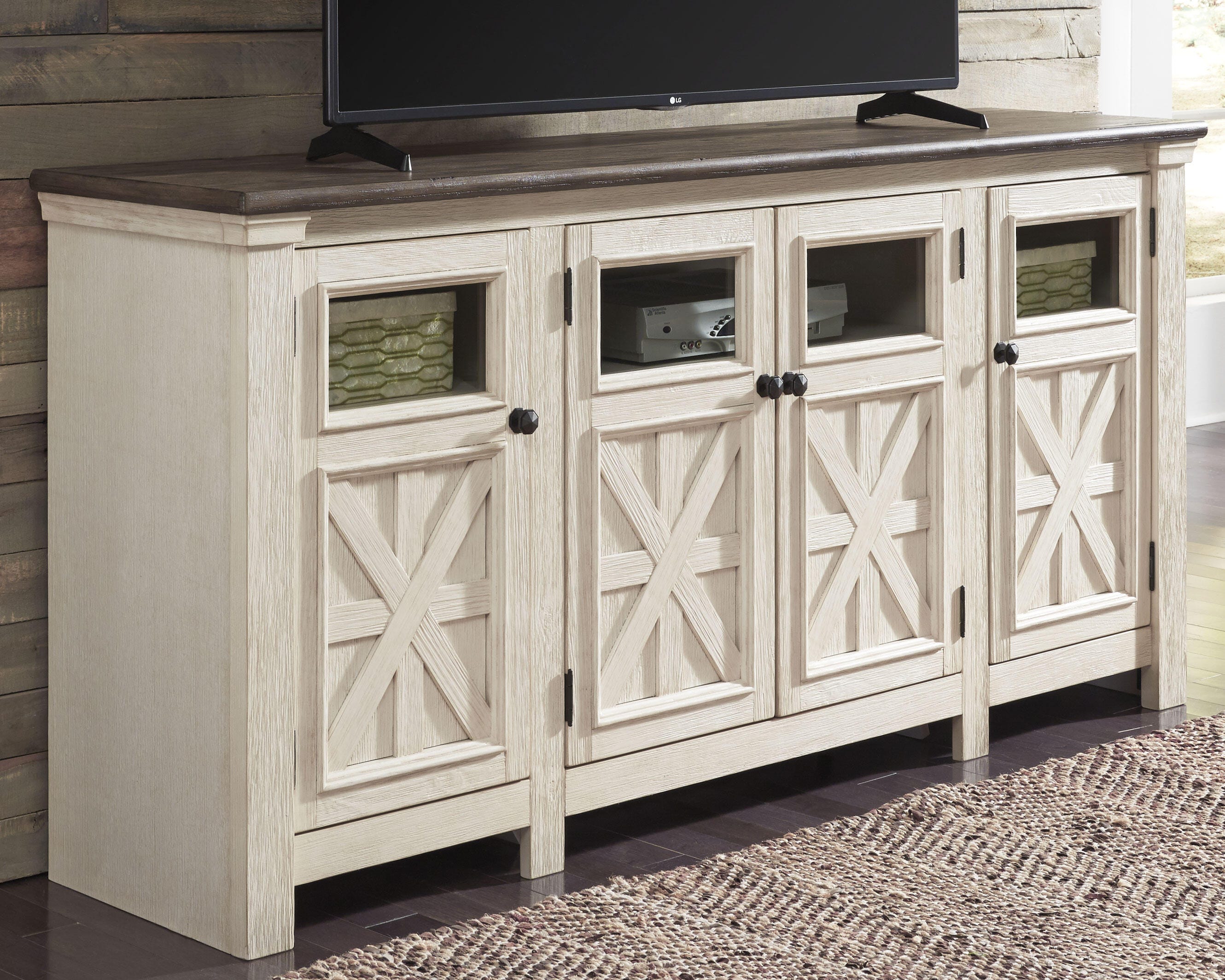 Click here for Bolanburg 74 TV Stand  White/Weathered Gray prices